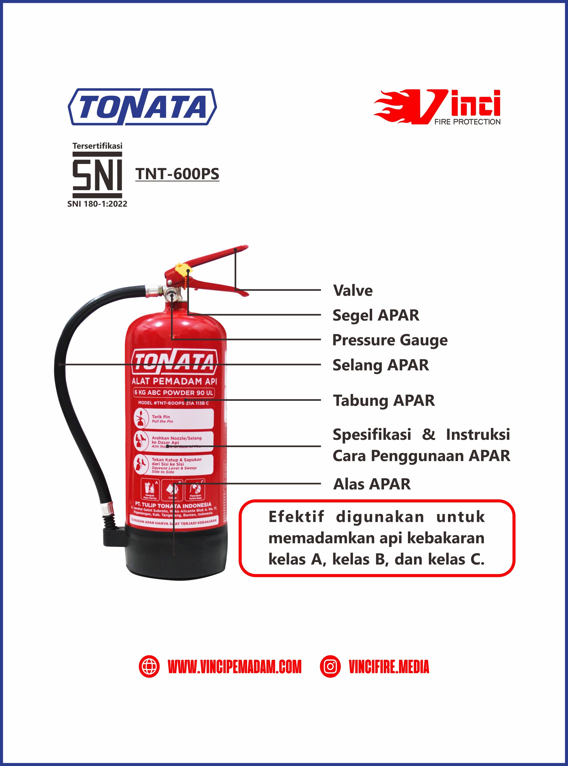 Jual APAR SNI Tonata ABC Dry Chemical Powder 6 KG Semarang